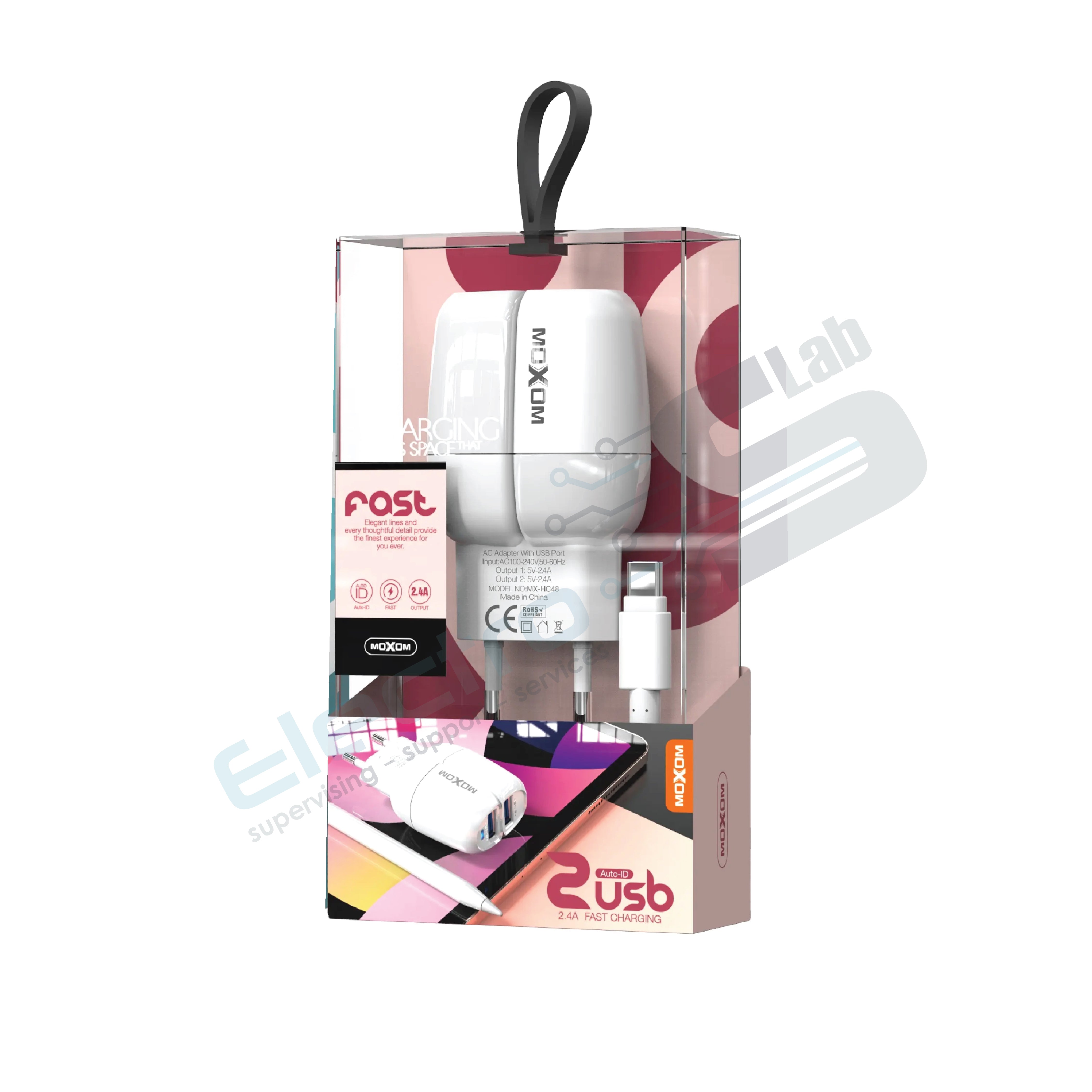 MOXOM 2 PORTS CHARGER TYPE C / LIGHTNING / MICRO-USB – Electroslab