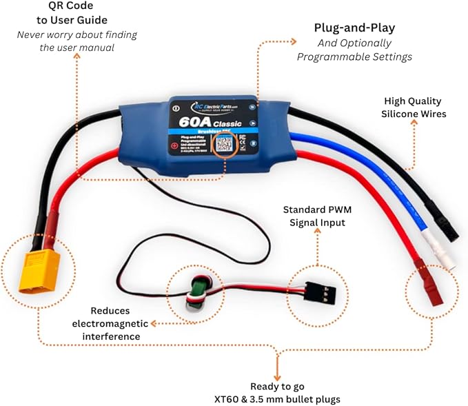 ESC 60A Brushless Motor Controller Speed – Electroslab
