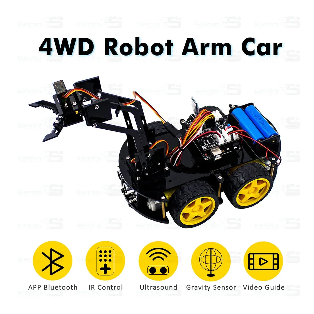 4WD Robot Arm Car Kit – Electroslab