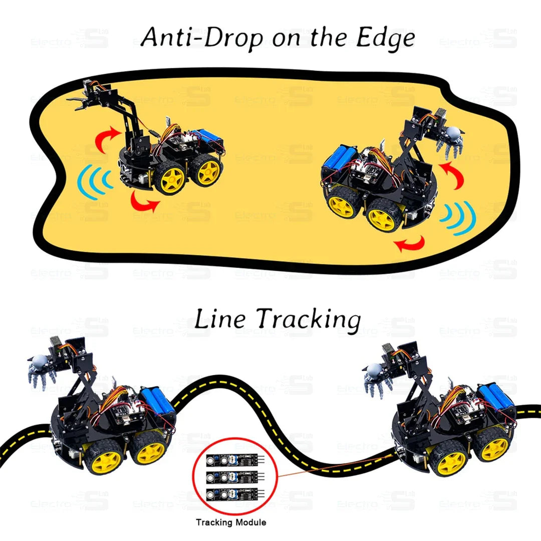 4WD Robot Arm Car Kit – Electroslab