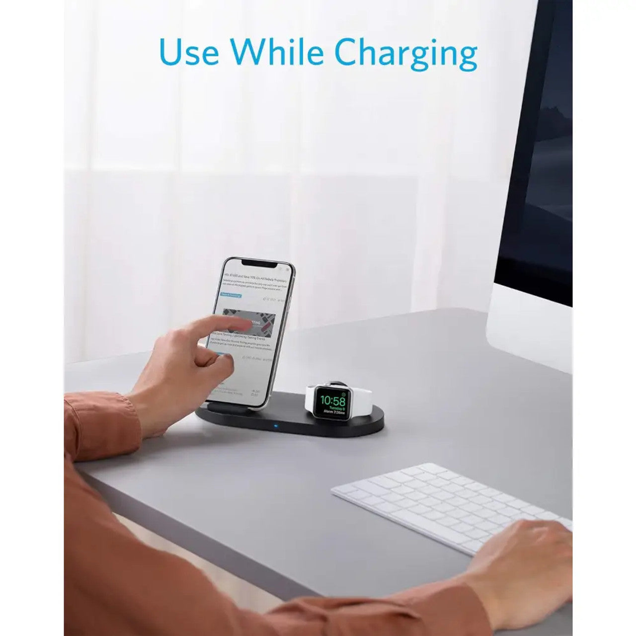 PowerWave Anker Sense 2-in-1 Stand with Watch Charging Cable Holder A2 ...