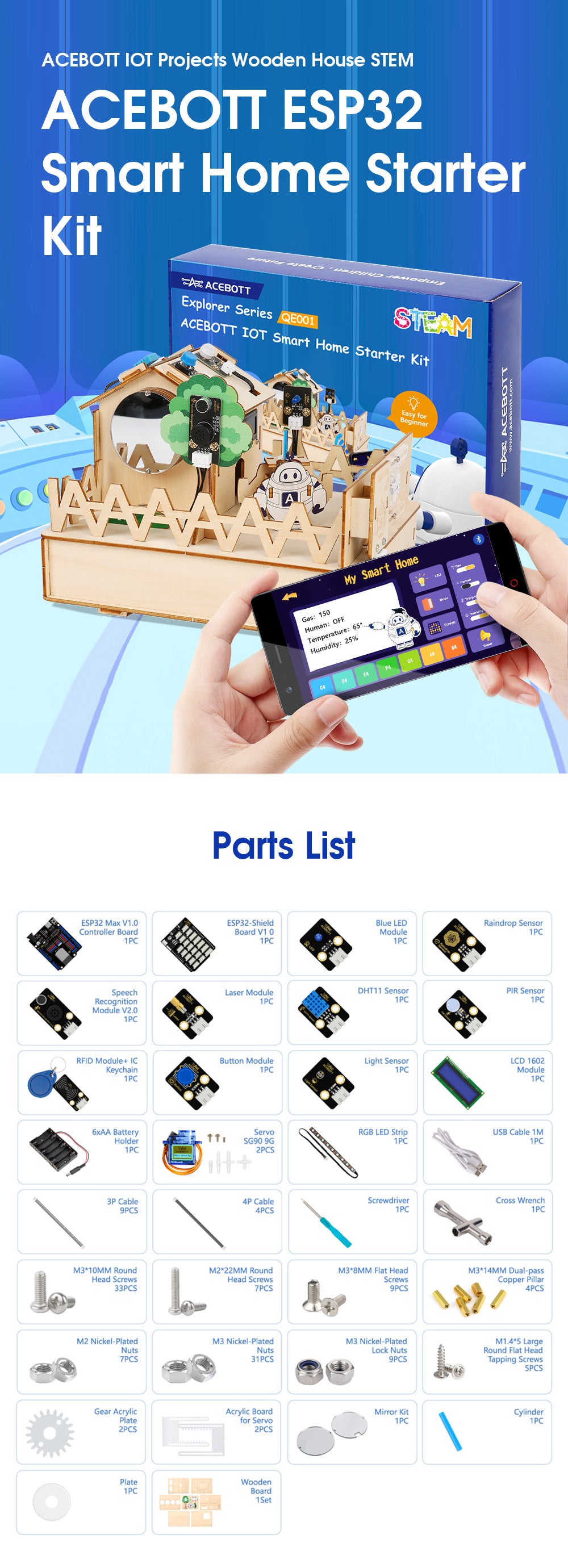 ACEBOTT Easy-Plug ESP32 IoT Smart Home Starter Kit – Electroslab