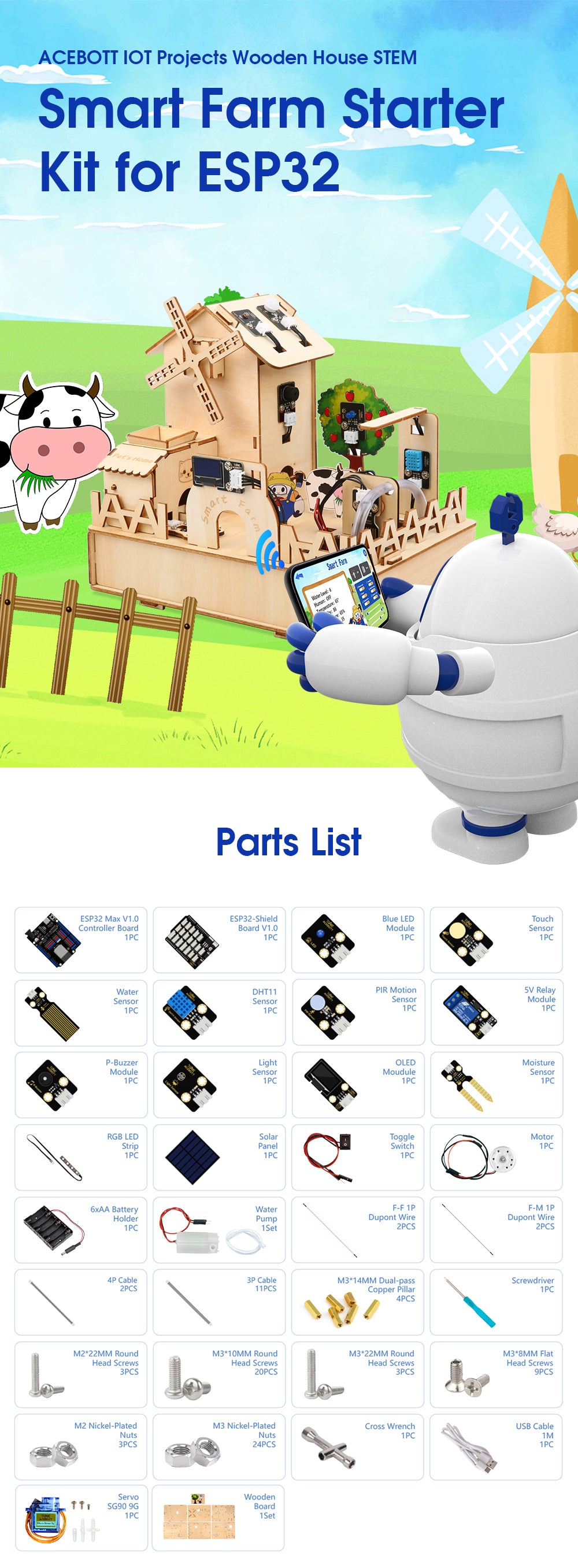 ACEBOTT Easy-Plug ESP32 IoT Smart Farm Starter Kit – Electroslab