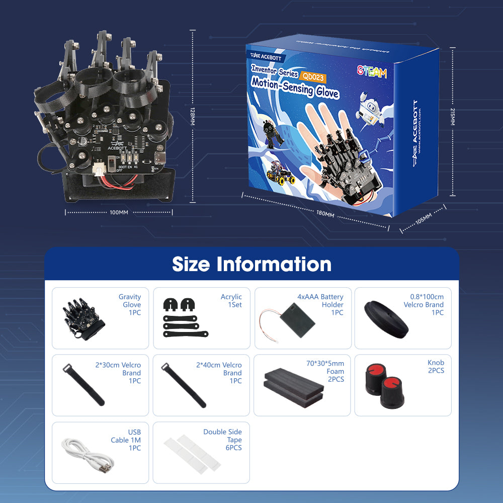 ACEBOTT Motion-Sensing Glove with ESP32 Controller for Robot and Motio ...