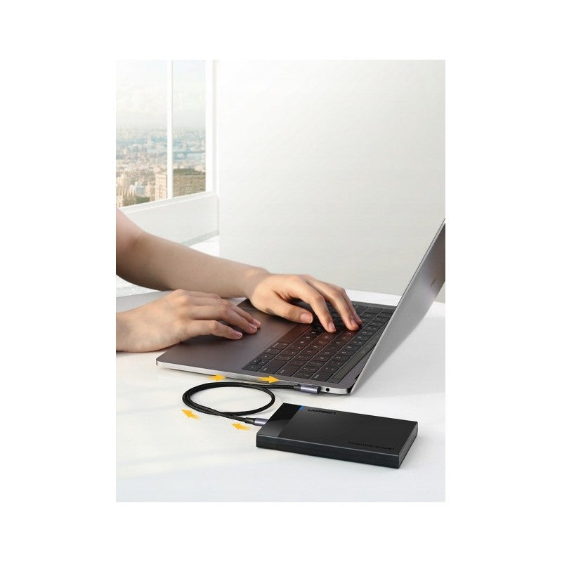 CABLE UGREEN US255 - 80714 USB C TO ANGLED USB C PD60W 3M ALU/BRAIDED ...